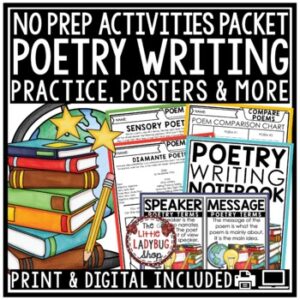 Digital Elements of Poetry Writing Unit Notebook Poem Posters Poetry ...