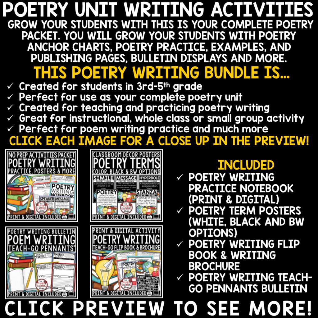 Poetry Writing Unit Activities - The Little Ladybug Shop