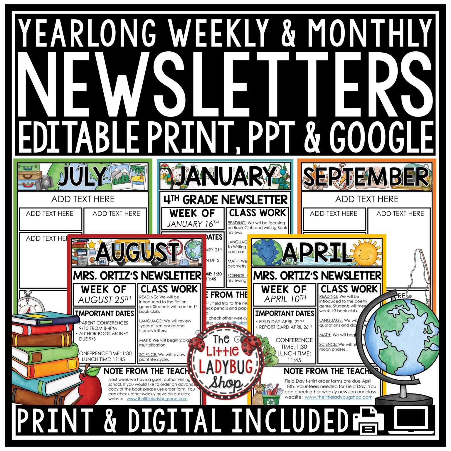 Editable Classroom Newsletter & Calendar Templates Bundle - The Little ...