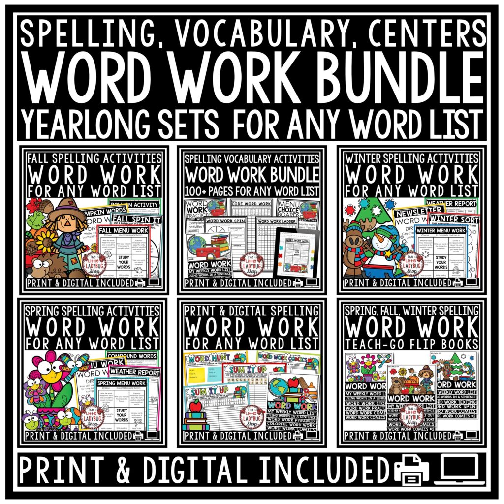 Vocabulary and Word Work Activities - The Little Ladybug Shop
