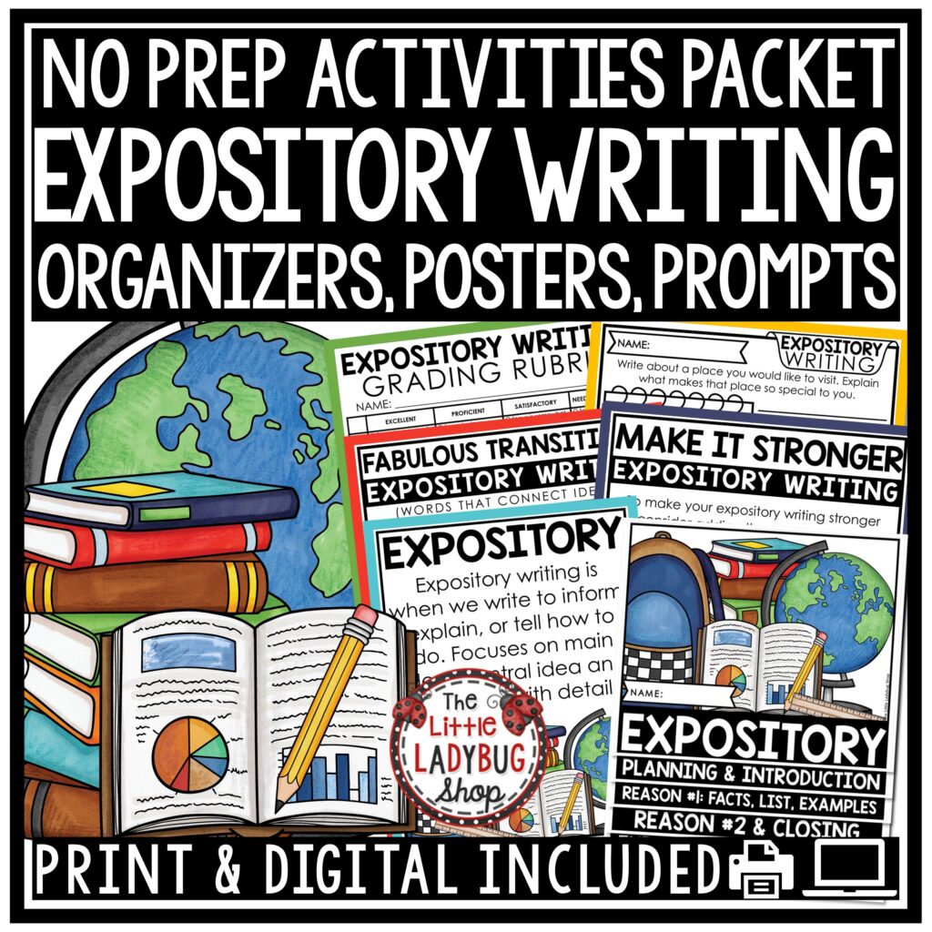 Expository Informative Writing Prompts Unit - The Little Ladybug Shop