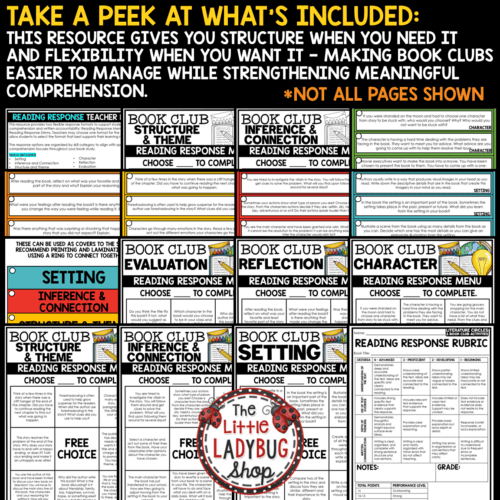 Novel Studies Literature Circles Book Club Activities Choice Boards ...