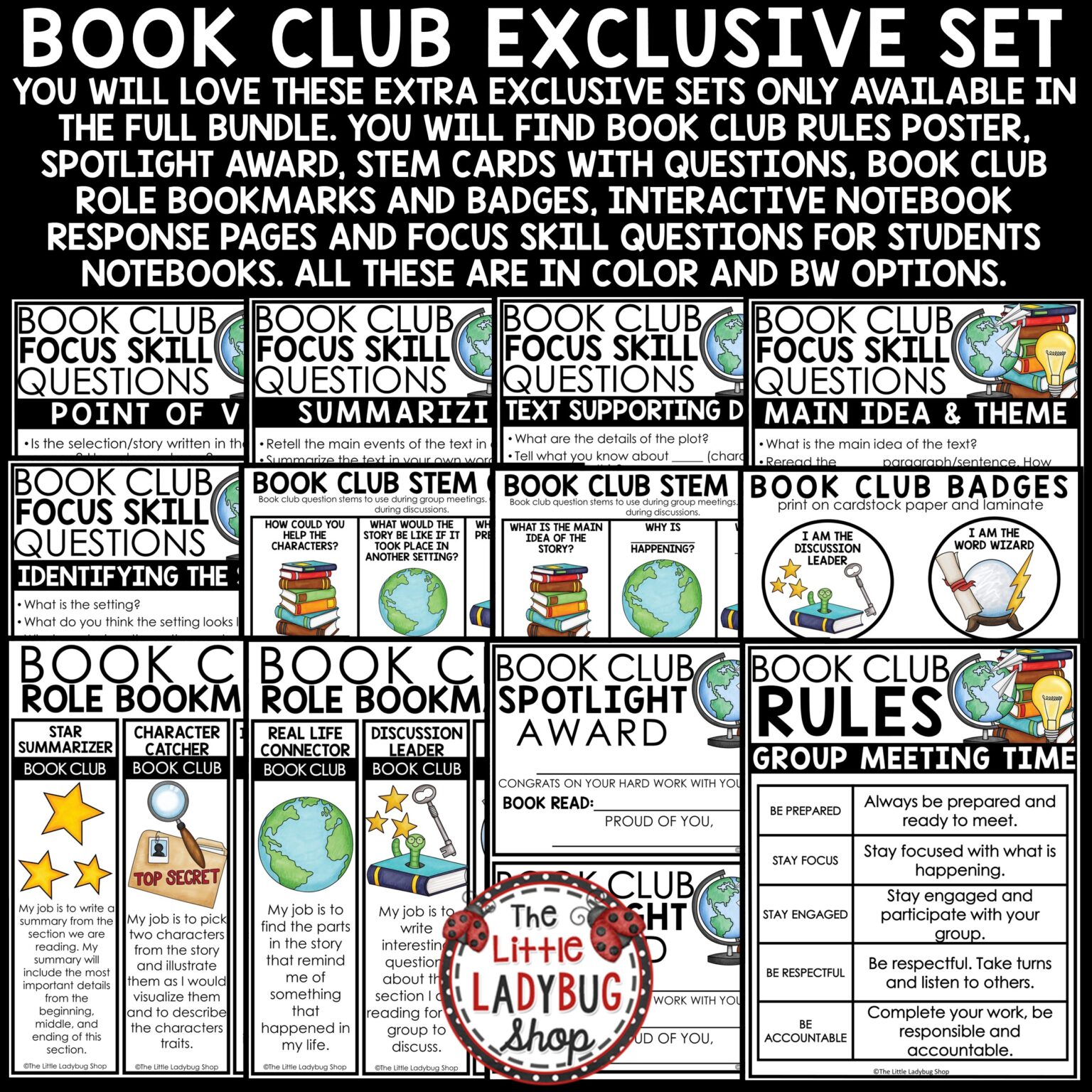 Book Club Activities Literature Circles - The Little Ladybug Shop