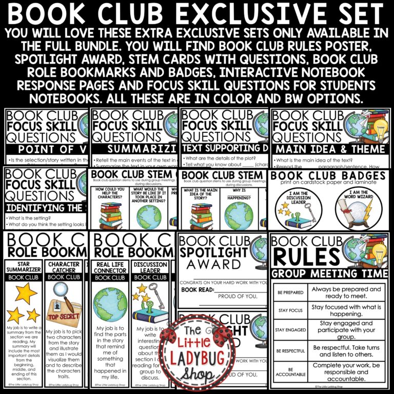 Book Club Activities Literature Circles - The Little Ladybug Shop