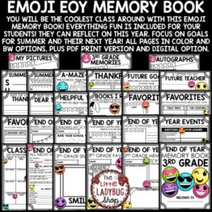 Emoji Theme 3rd Grade End of Year Memory Book Writing Activities ...