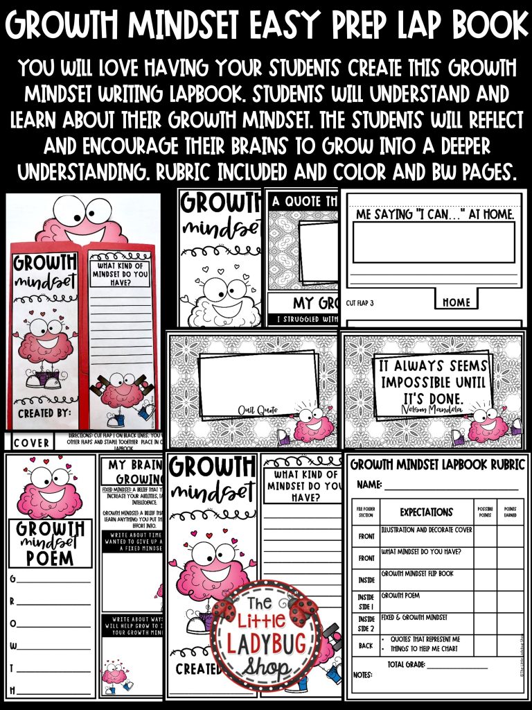 Growth Mindset Writing Activities Lapbook - I Can... Mindset - The ...