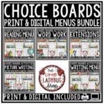 Early Fast Finisher Choice Boards Spelling Word Work Picture Writing ...