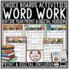 Early Fast Finisher Choice Boards Spelling Word Work Picture Writing ...