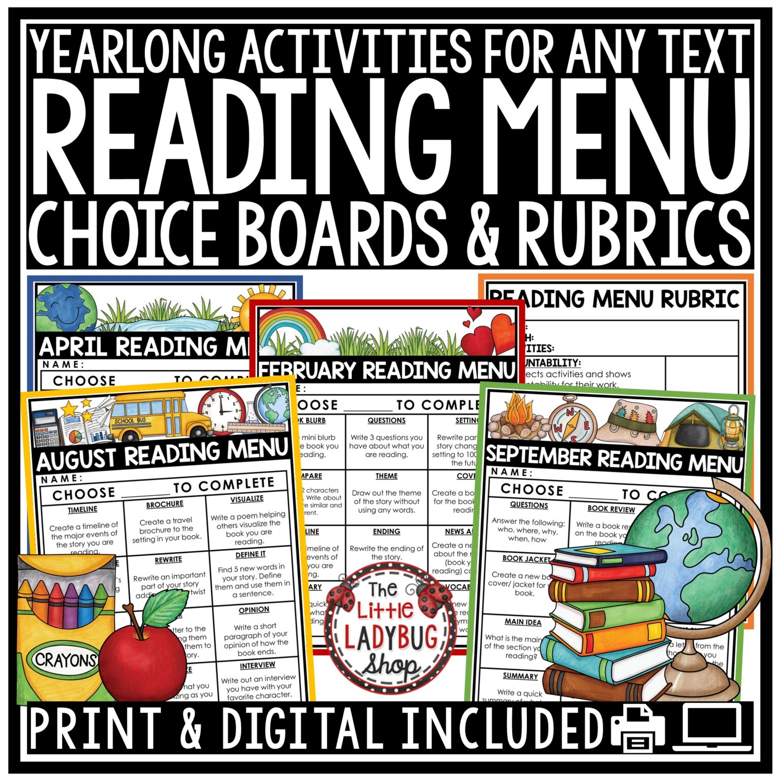 Literacy Reading Response Choice Boards Fast Finishers - The Little ...