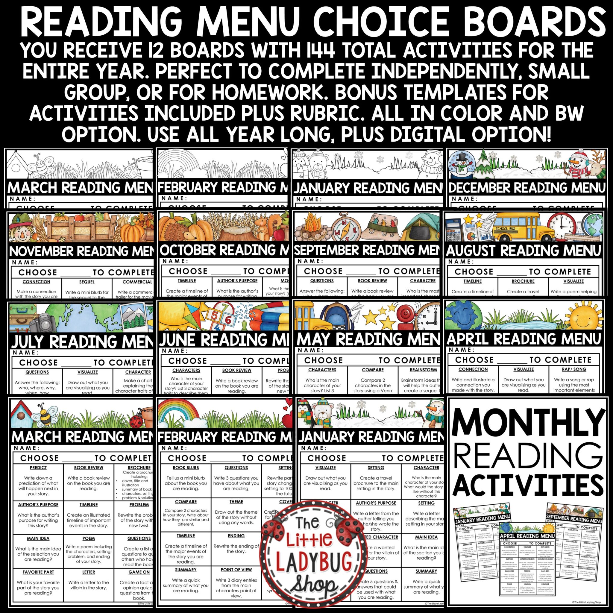 Fast Finishers Reading Writing Choice Boards 3rd 4th Grade - The Little ...
