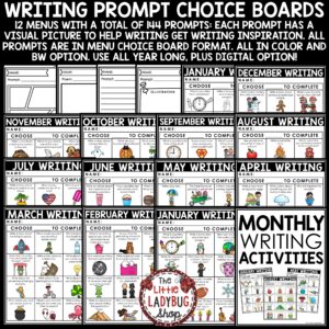 Picture Writing Prompts 2nd 3rd Grade Choice Boards - The Little ...