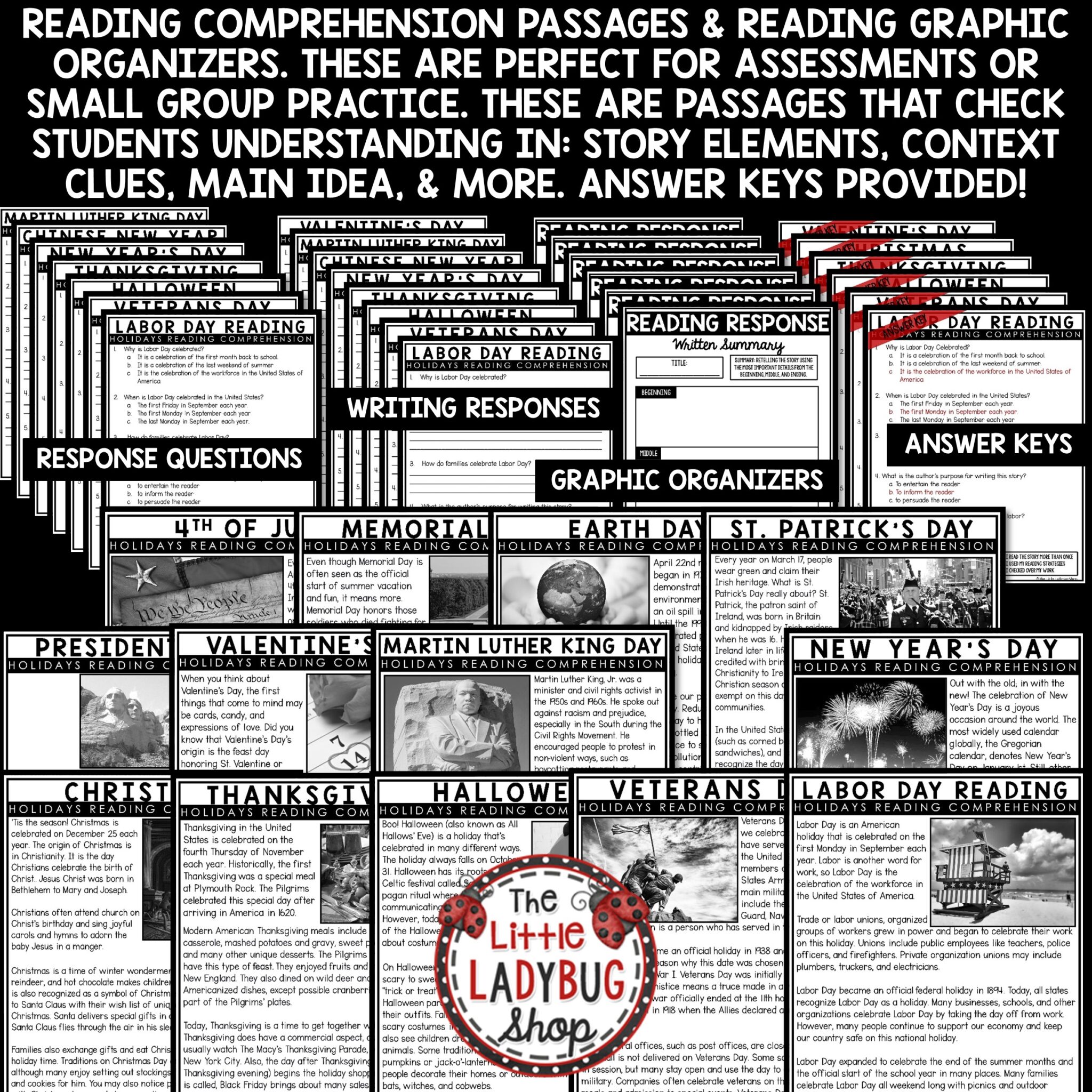 US Holiday Nonfiction Reading Passages - The Little Ladybug Shop