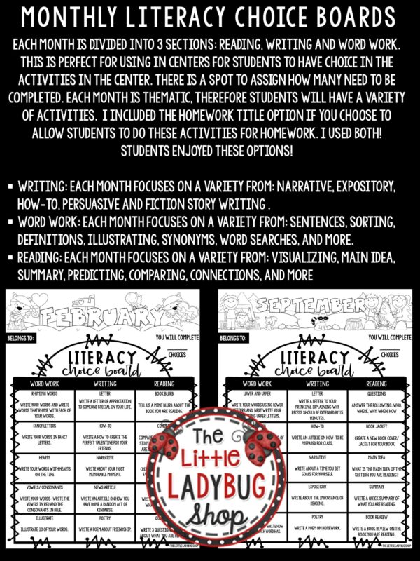 Literacy Centers Activities 3rd Grade, 4th Grade, 5th Grade - Homework ...