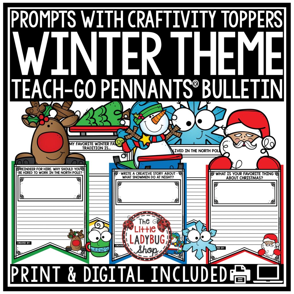 Winter December Christmas Writing Prompts Bulletin Board - The Little ...