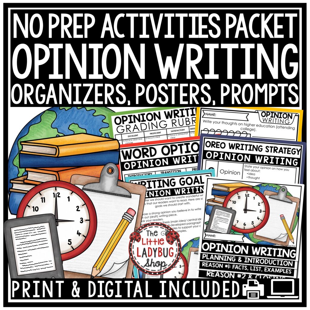 Opinion Writing Unit Prompts Posters - The Little Ladybug Shop