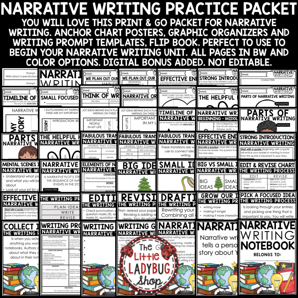 Personal Narrative Writing Prompts Unit - The Little Ladybug Shop