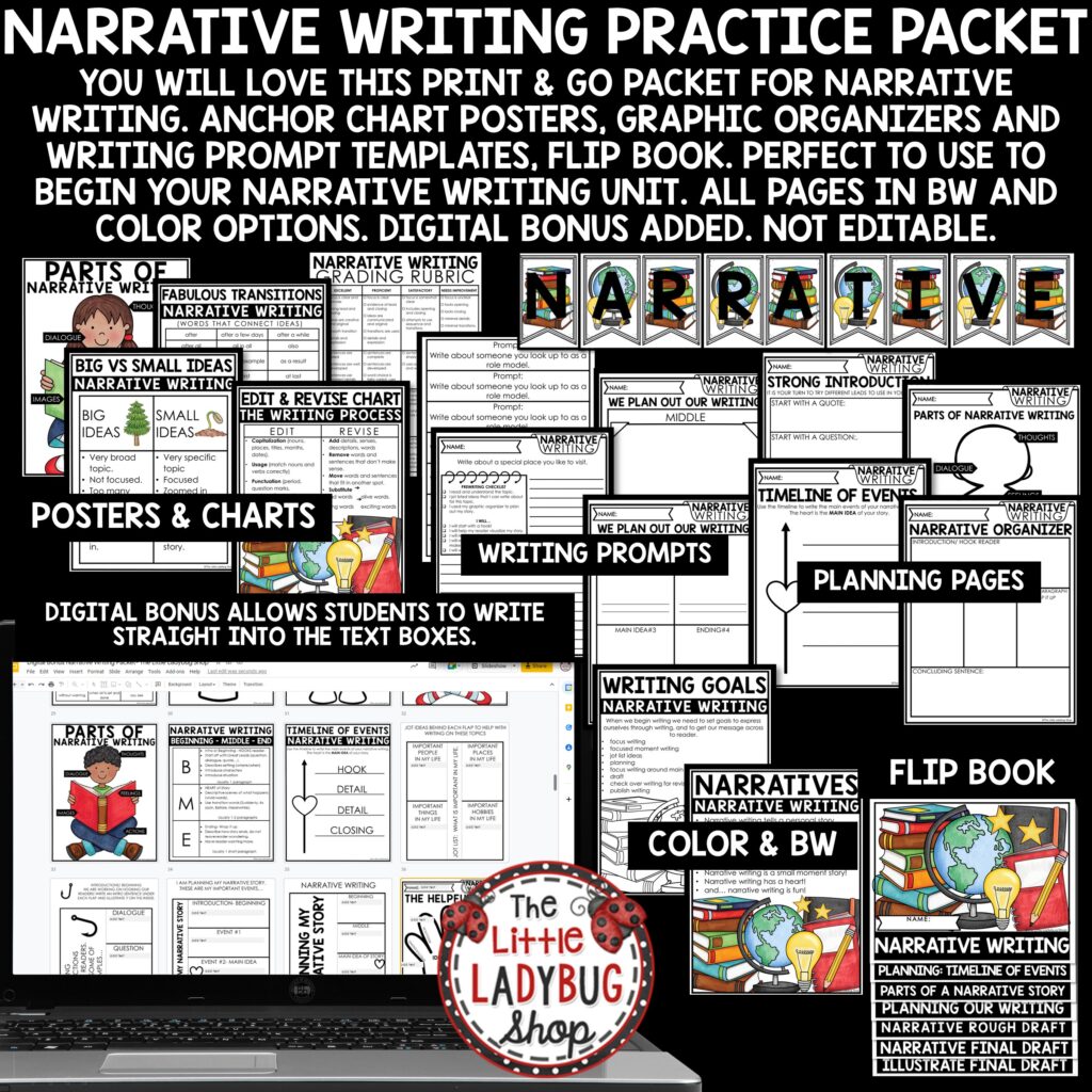 Personal Narrative Writing Prompts Unit - The Little Ladybug Shop