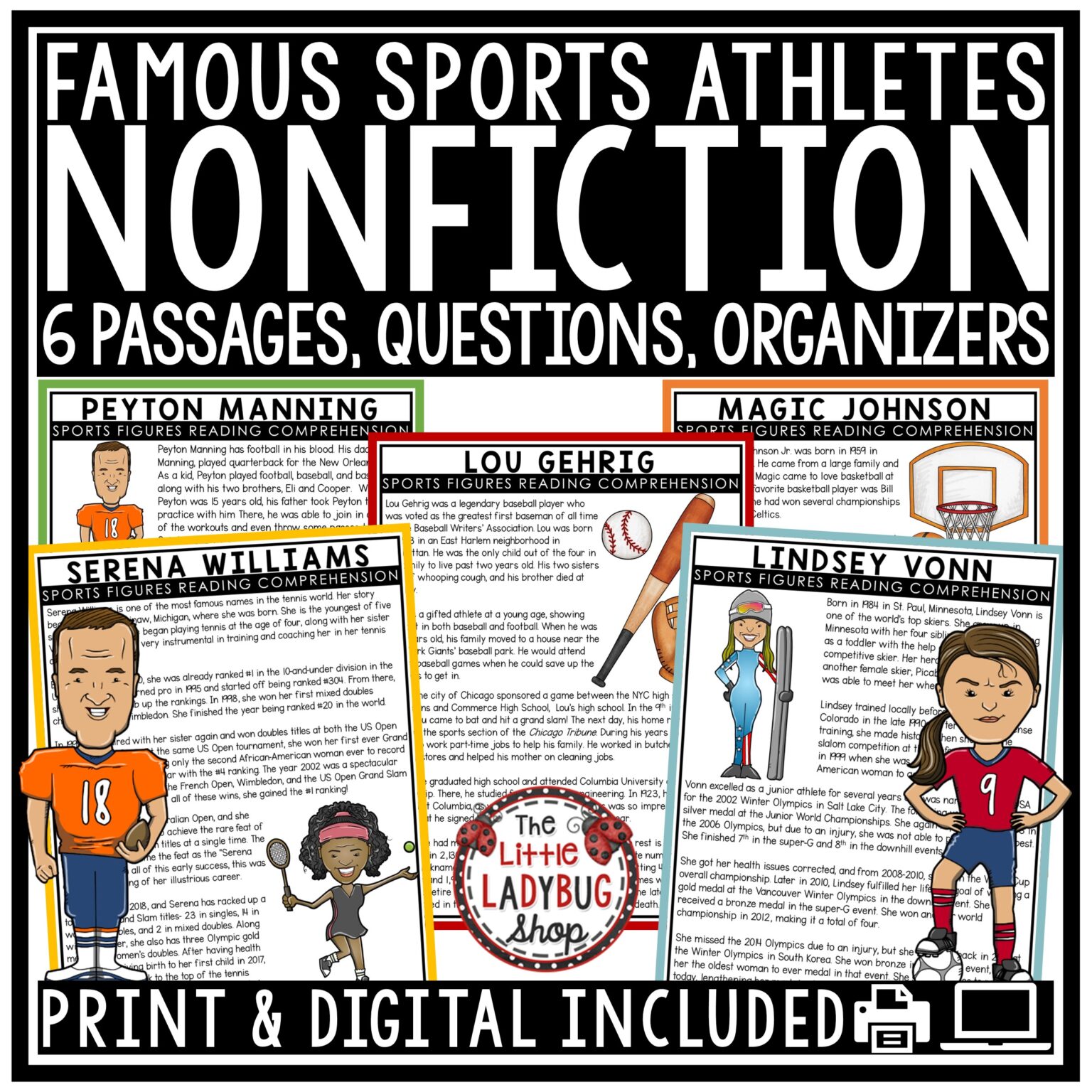 Sports Athletes Reading Passages - The Little Ladybug Shop