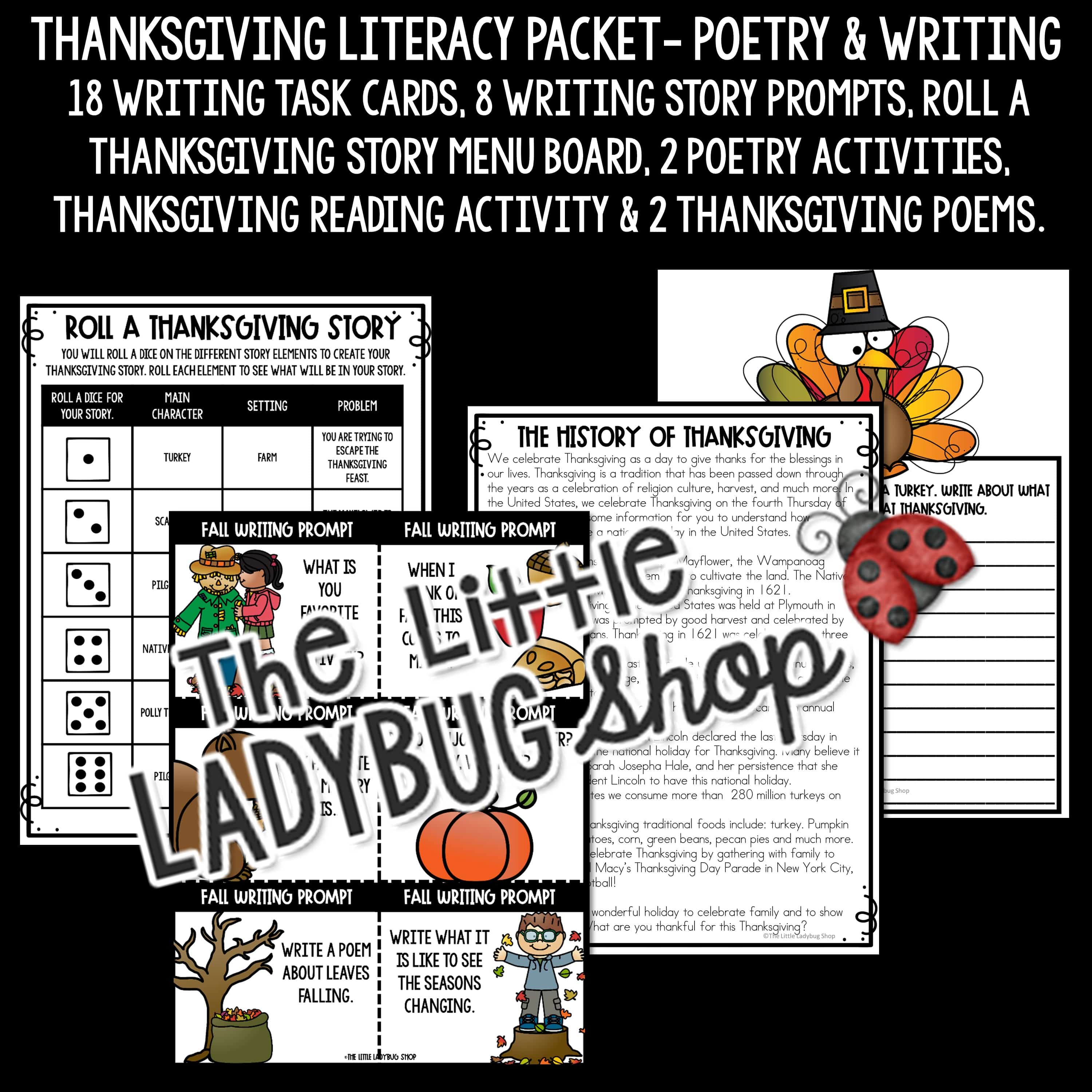Fall Activities Packet: Thanksgiving Writing & Poetry- I am Thankful ...