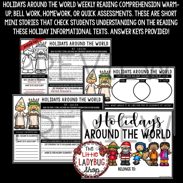 Winter Holidays Around the World Reading Comprehension Passages 3rd ...