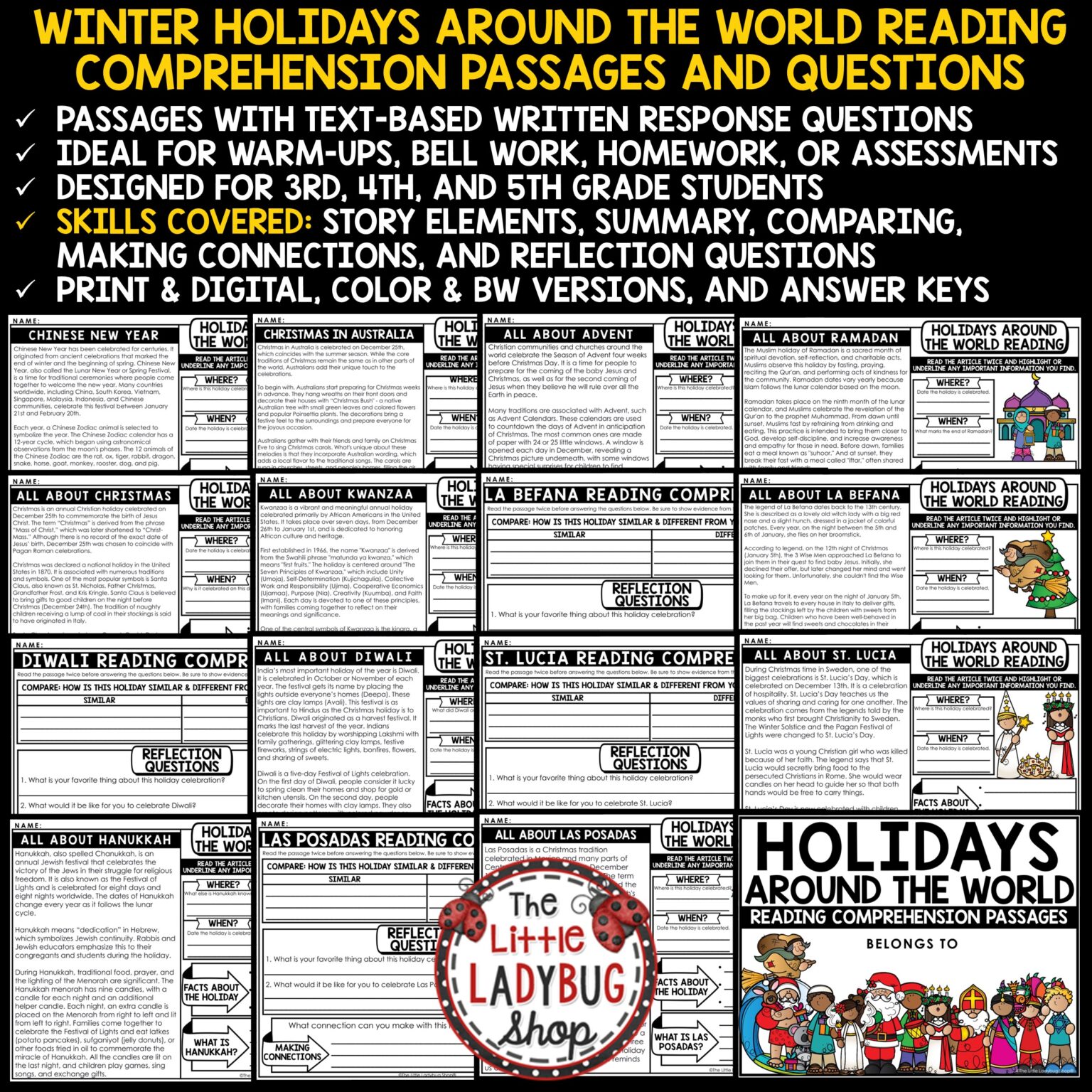 Christmas Winter Holidays Around the World Reading Passages - The ...