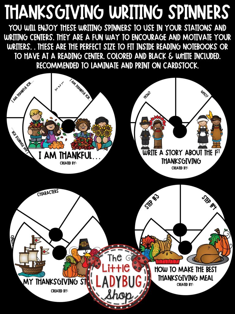 Thanksgiving Creative Writing Spinners - The Little Ladybug Shop