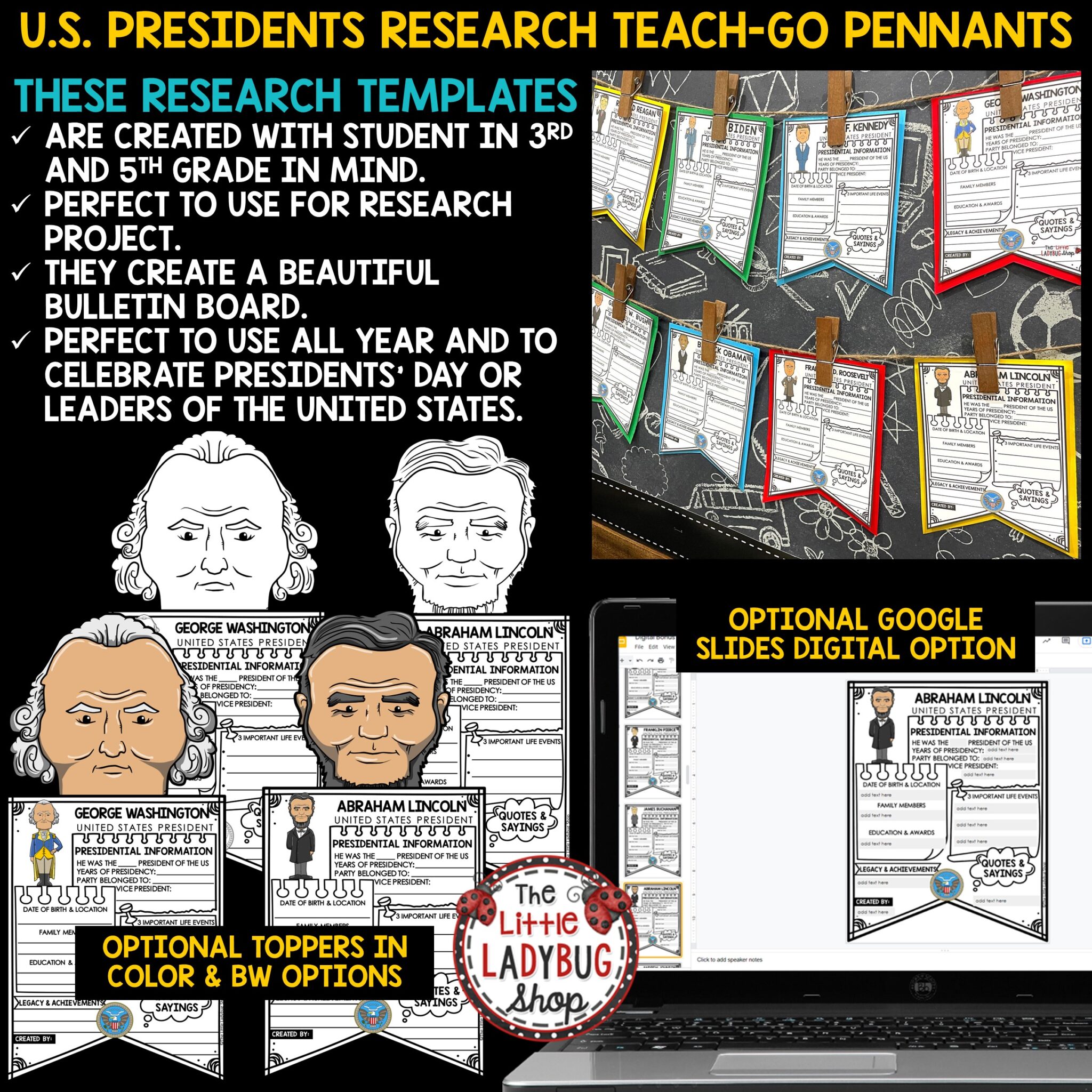 U.S. Presidents Biography Research Bulletin Board - The Little Ladybug Shop