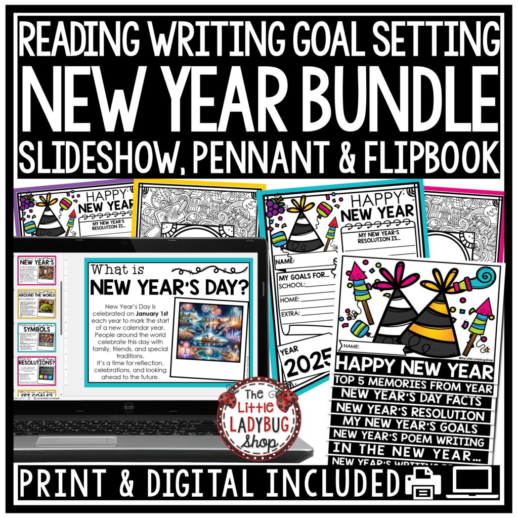 New Years Resolutions Goal Setting Bulletin Board - The Little Ladybug Shop