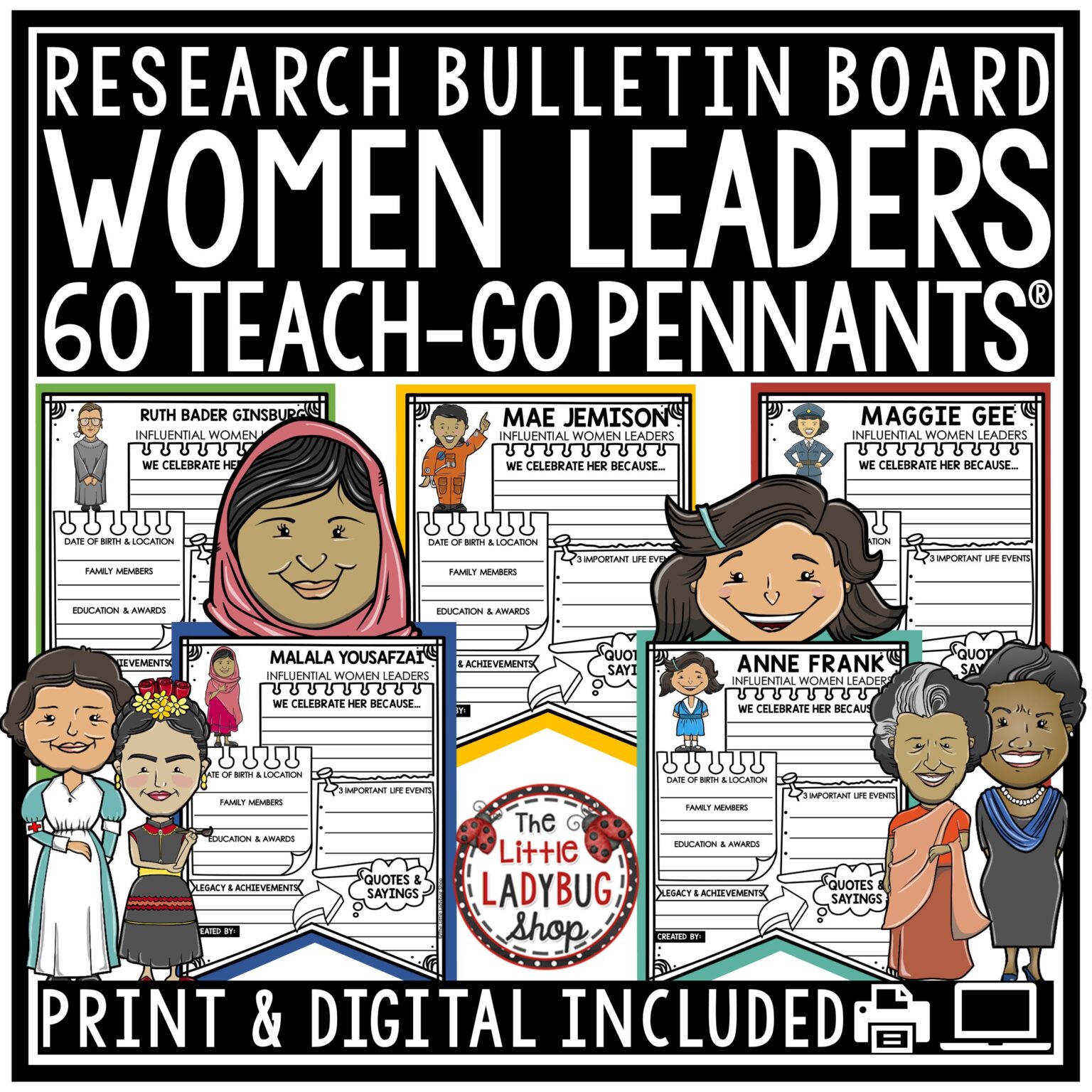 Women's History Month Biography Bulletin Board - The Little Ladybug Shop