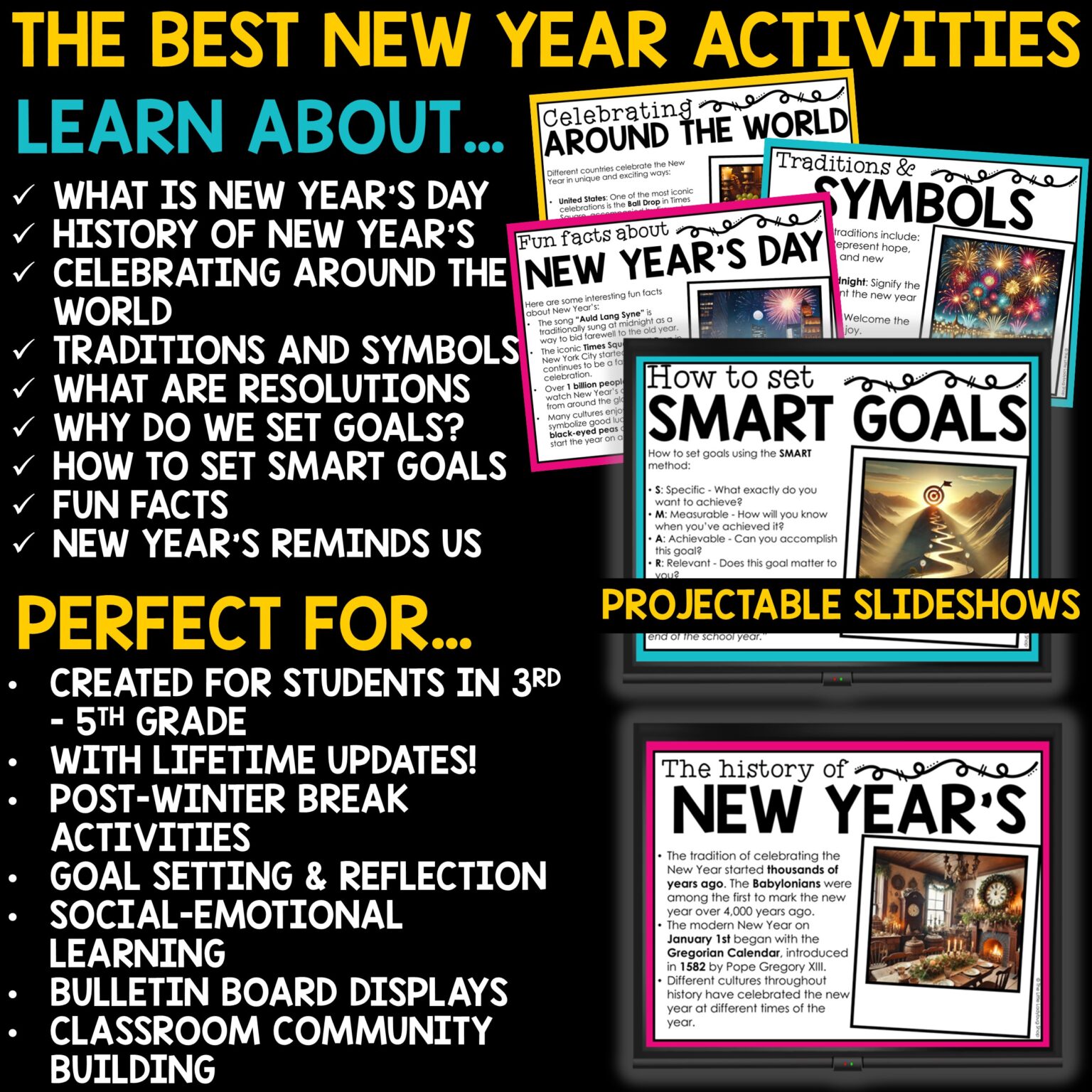 New Years Resolutions Goal Setting Bulletin Board - The Little Ladybug Shop