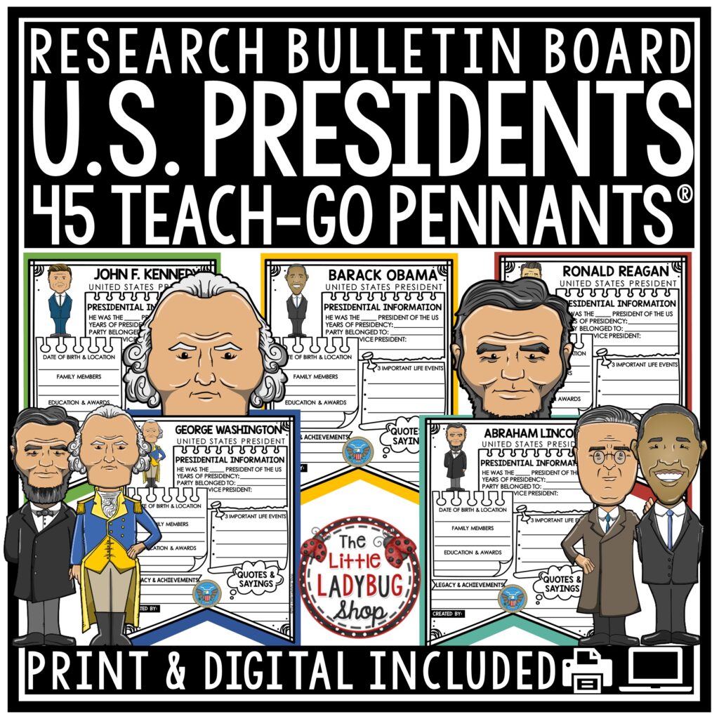 U.S. Presidents Biography Research Bulletin Board - The Little Ladybug Shop