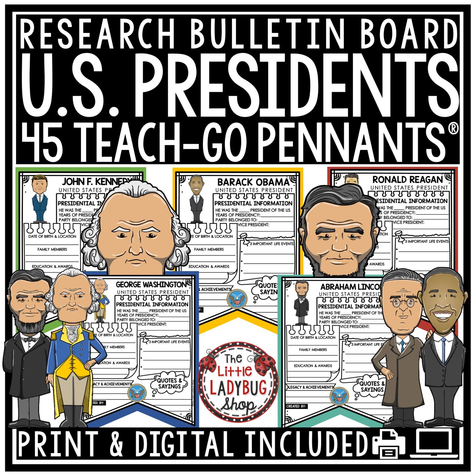 U.S. Presidents Biography Research Bulletin Board - The Little Ladybug Shop
