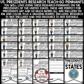 United States US Presidents Day Activities Bulletin Board Biography ...