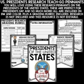 United States US Presidents Day Activities Bulletin Board Biography ...