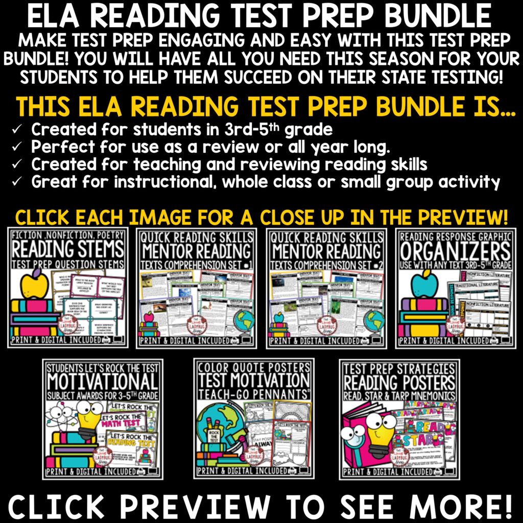 ELA Test Prep Reading Passages - The Little Ladybug Shop