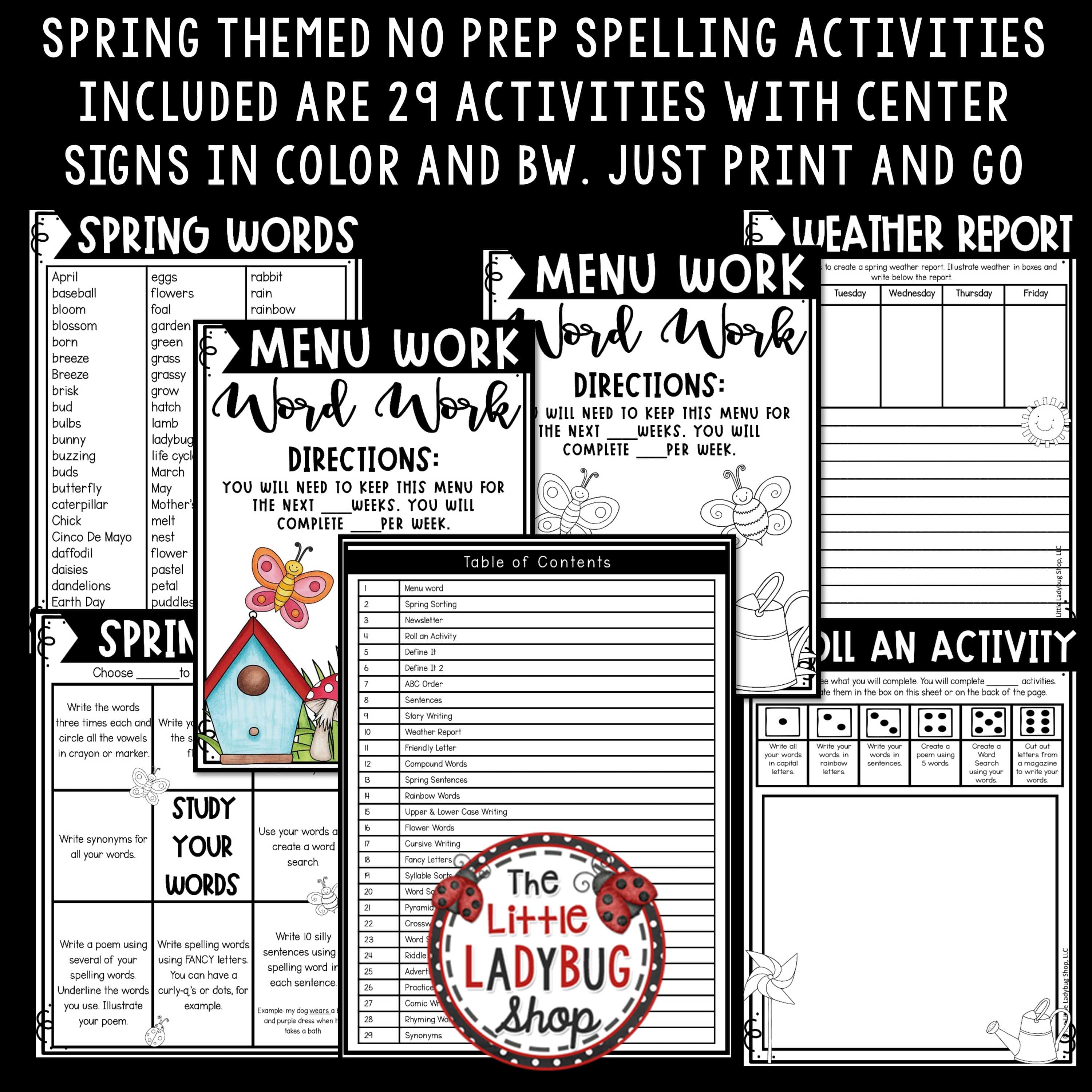 Spring Word Work Activities and Spelling Worksheets - The Little ...