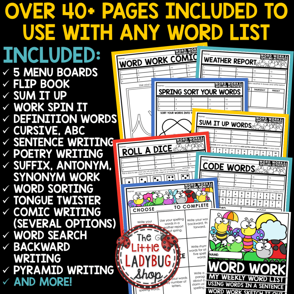 Spelling Word Practice Spring Word Work Centers Worksheet Activities ...