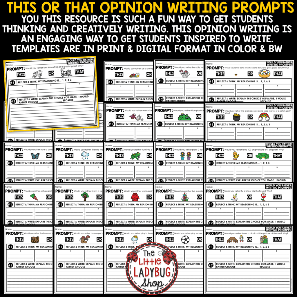 Spring Would You Rather Opinion Writing Prompts 3rd 4th Grade - The ...