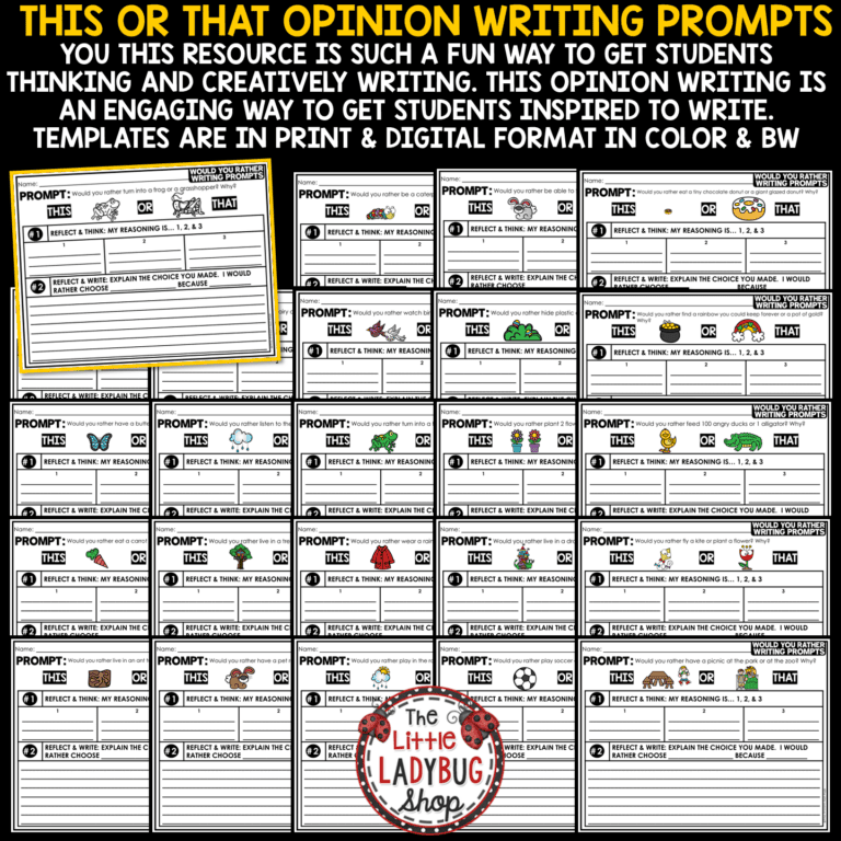 Spring Would You Rather Opinion Writing Prompts 3rd 4th Grade - The ...