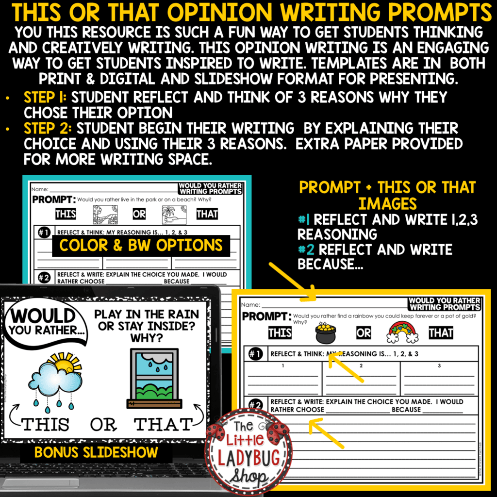Spring Would You Rather Opinion Writing Prompts 3rd 4th Grade - The ...