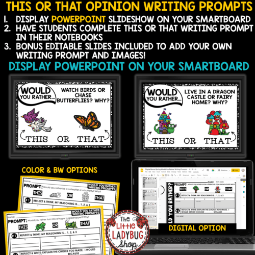 Spring Would You Rather Opinion Writing Prompts 3rd 4th Grade - The ...