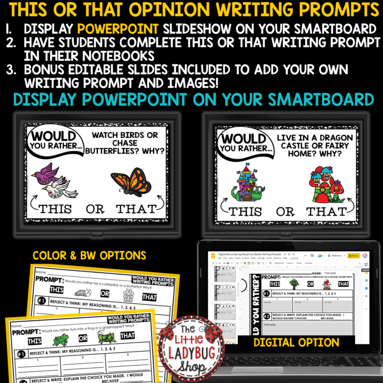 Spring Would You Rather Opinion Writing Prompts 3rd 4th Grade - The ...