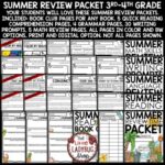 ELA Math Reading Summer Review Packet Writing Prompts 3rd 4th Grade May ...