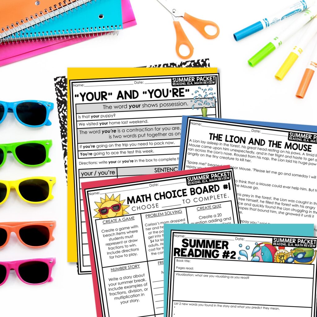 Summer Review Packet 3rd 4th Grade Summer School - The Little Ladybug Shop