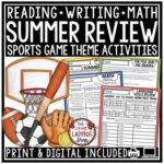 Sports Theme ELA Math Reading Summer Review Packet Writing Prompts 3rd ...