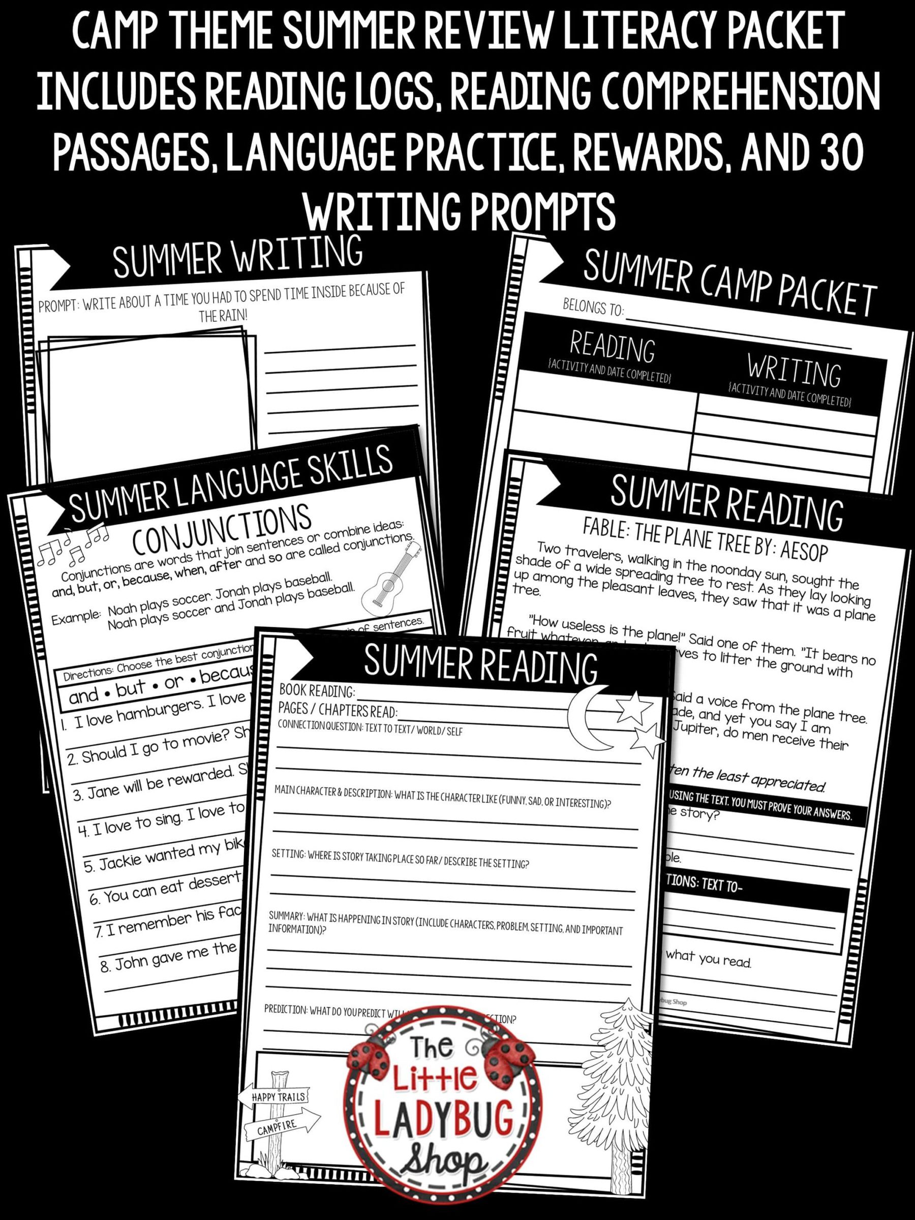 Camping Theme Summer Packet 3rd Grade & 4th Grade - The Little Ladybug Shop
