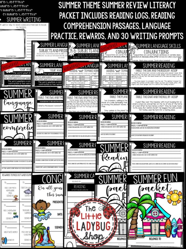 Summer Packet 3rd Grade & 4th Grade- Writing & Reading - The Little ...