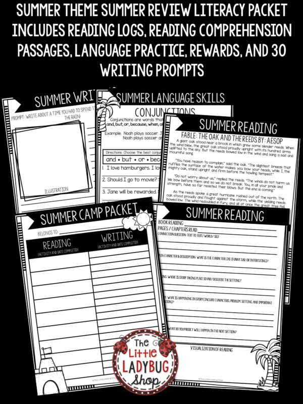 Summer Packet 3rd Grade & 4th Grade- Writing & Reading - The Little ...