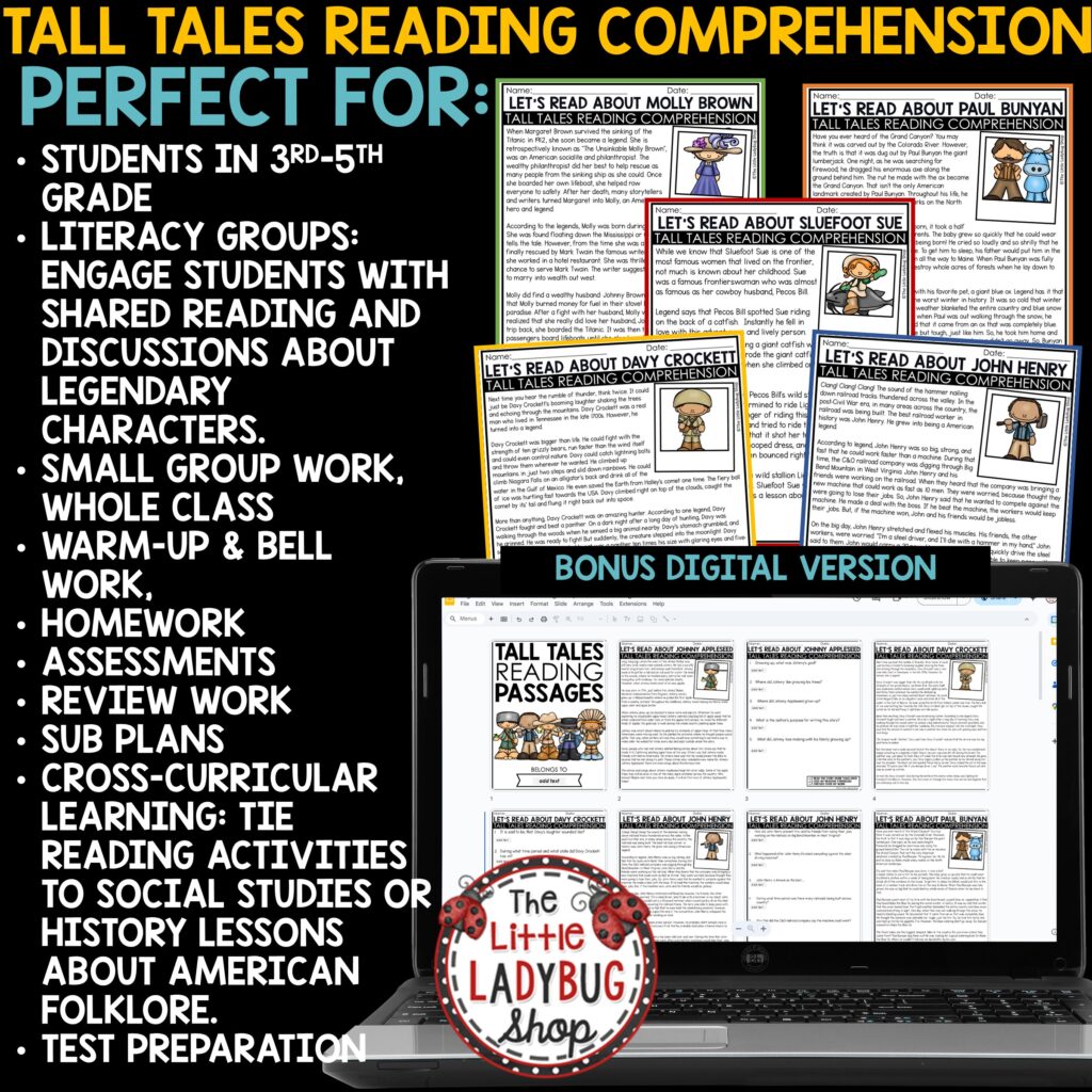 Tall Tales Activity Reading Passages and Question 3rd 4th Grade - The ...