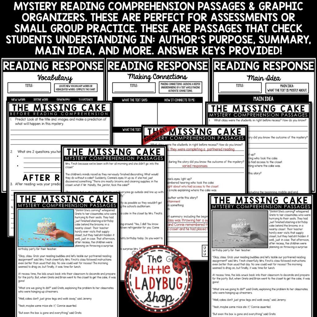 Mystery Reading Comprehension Passages - The Little Ladybug Shop